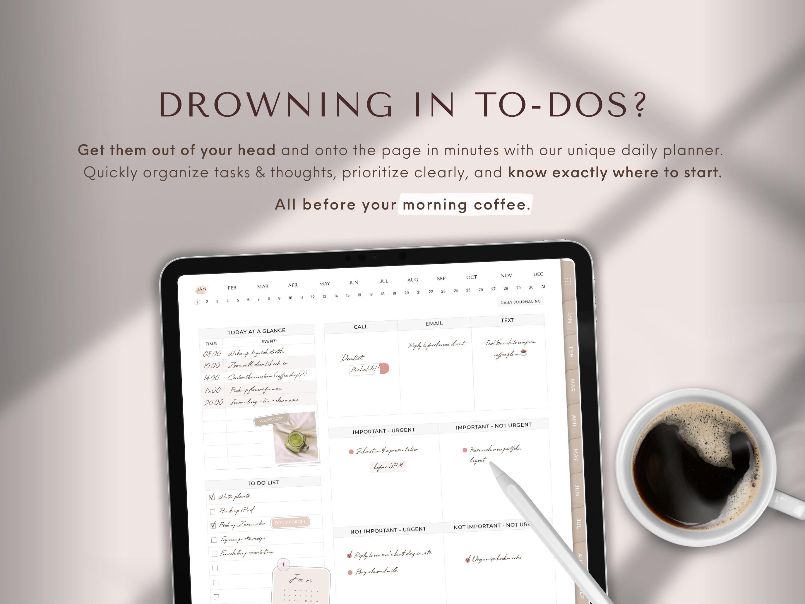 Digital Daily Planner | Undated Planner | Digital Planner, Daily ...