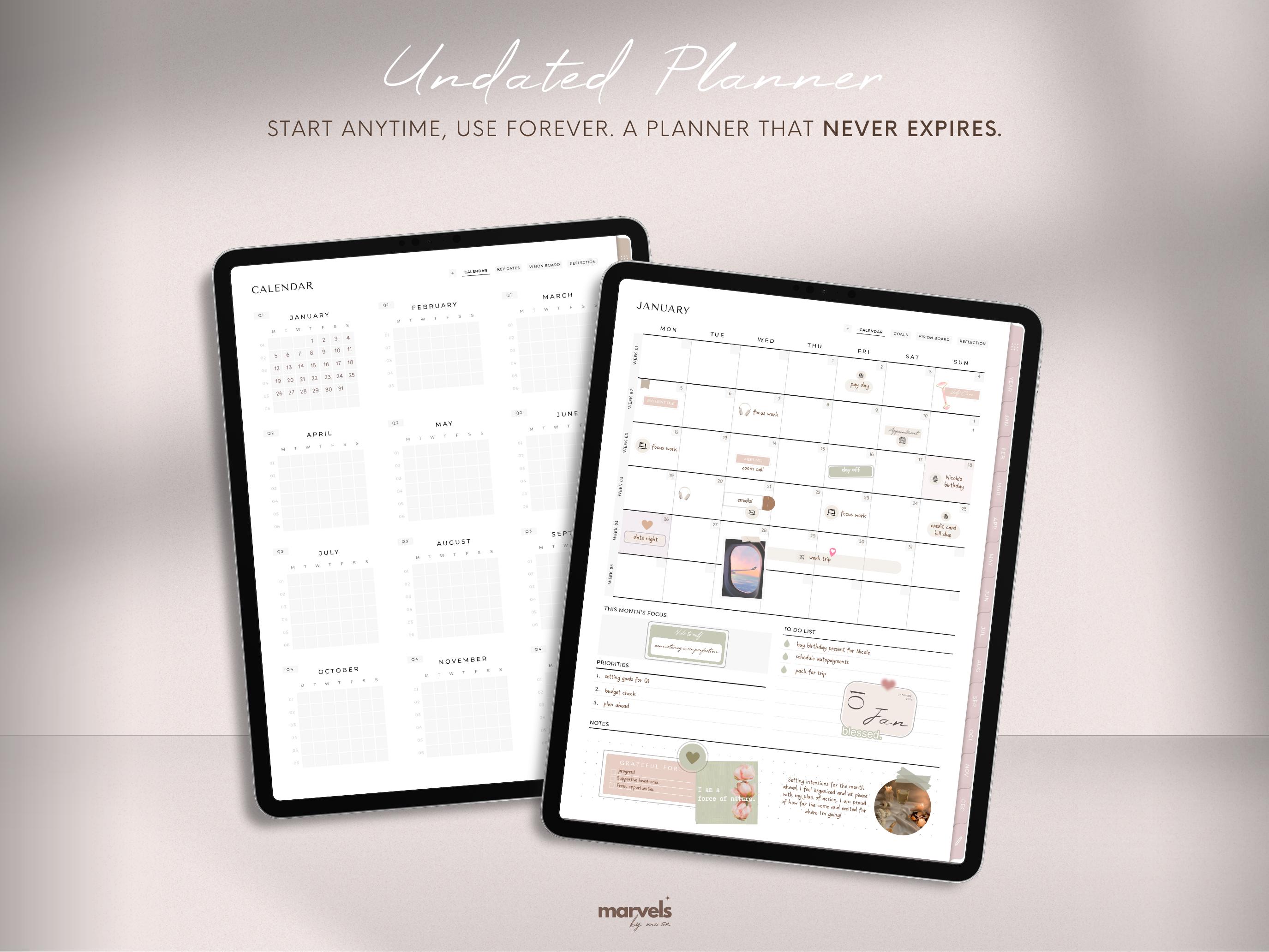 Simple Digital Planner, Undated Planner, Minimalist Planner, Daily ...