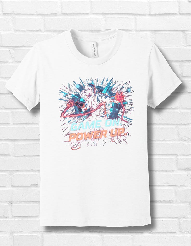 VR Gamer Kids T-shirt, Game on Power up Tee, Tech Shirt - Etsy UK