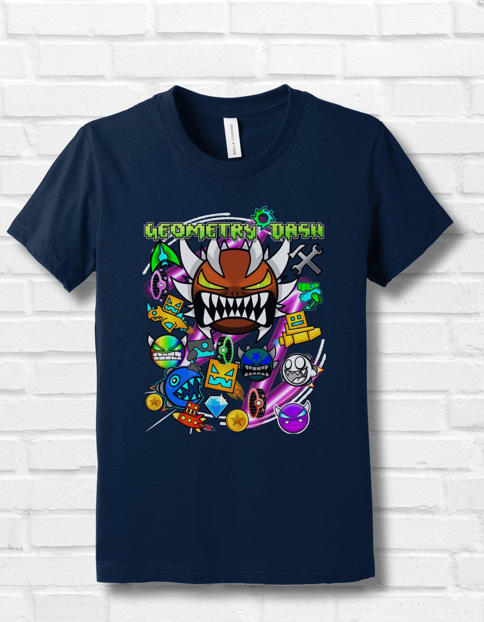Geometry Dash Graphic T-shirt, Gamers Tee, Colorful Gaming Design Shirt ...