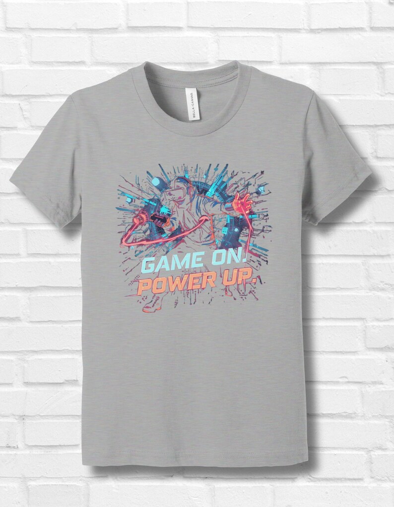VR Gamer Kids T-shirt, Game on Power up Tee, Tech Shirt - Etsy UK