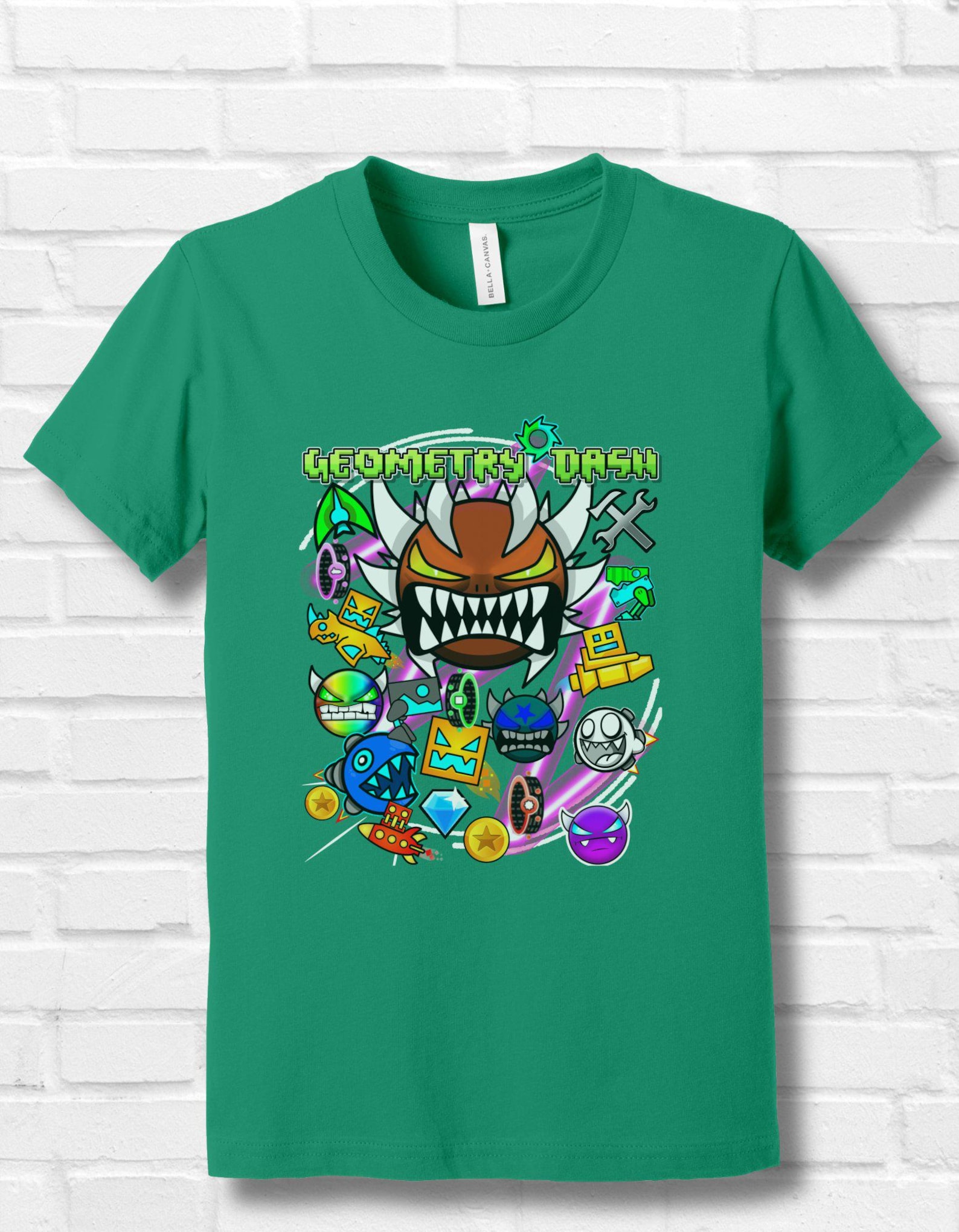 Geometry Dash Graphic T-shirt, Gamers Tee, Colorful Gaming Design Shirt ...