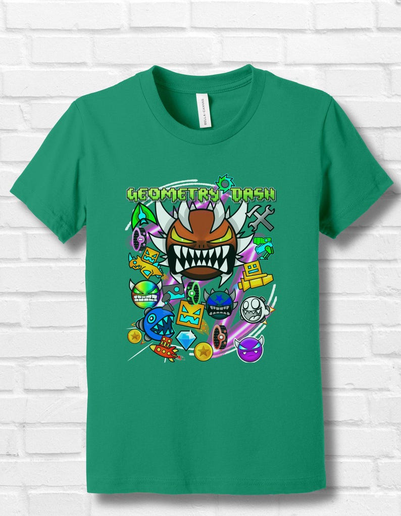 Geometry Dash Graphic T-shirt, Gamers Tee, Colorful Gaming Design Shirt ...