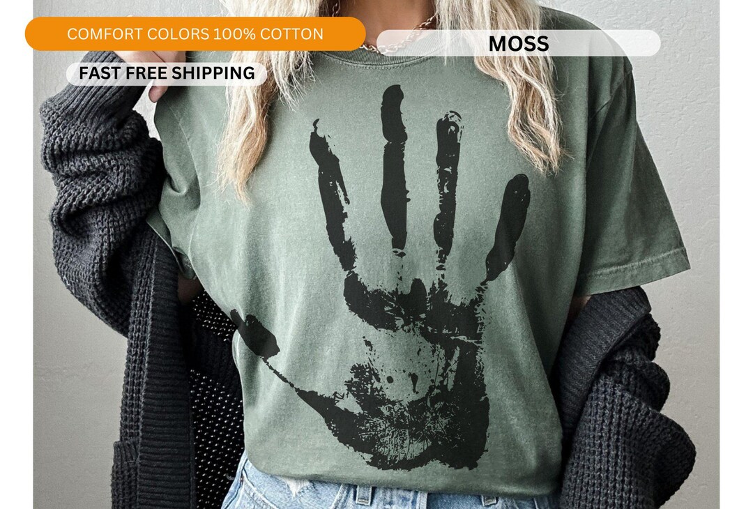 Handprint Graphic T-shirt, Casual Handprint Tee, Unisex Handprint Top ...