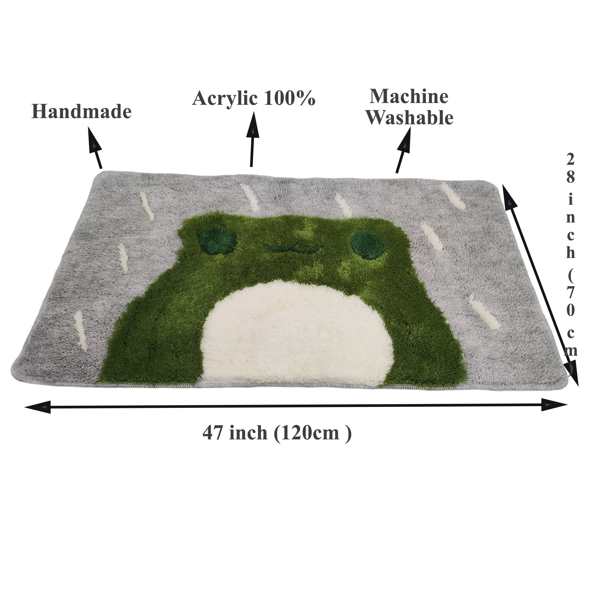 Kawaii Frog Rug, Cute Frog Decor, Green Rug, Funky Rug, Housewarming ...