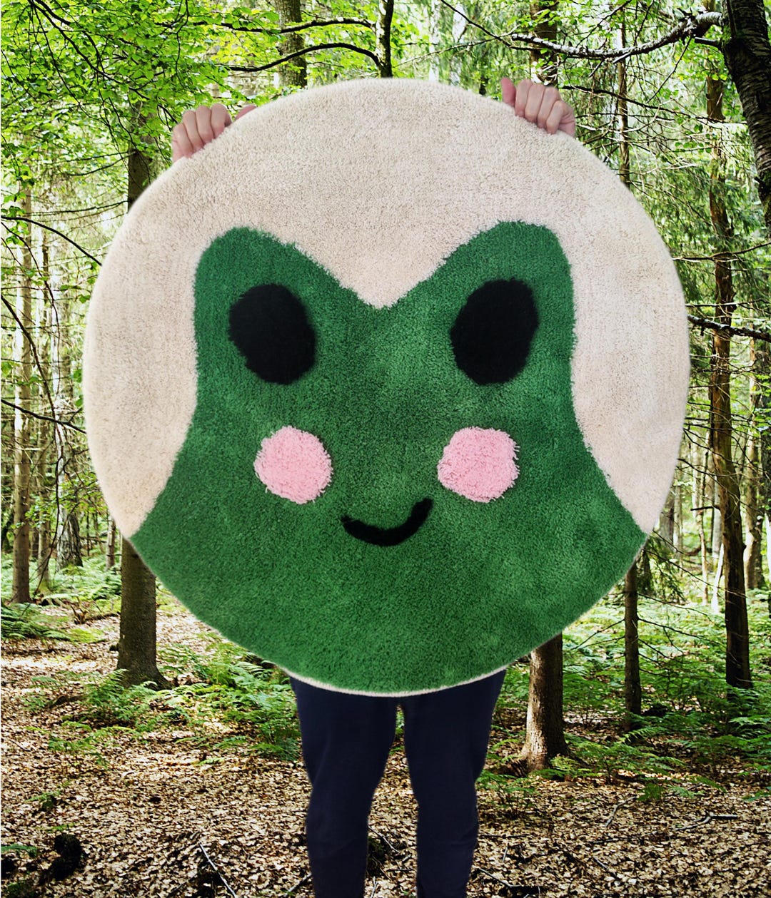 Kawaii Frog Rug, Cute Frog Decor, Green Rug, Funky Rug, Housewarming ...