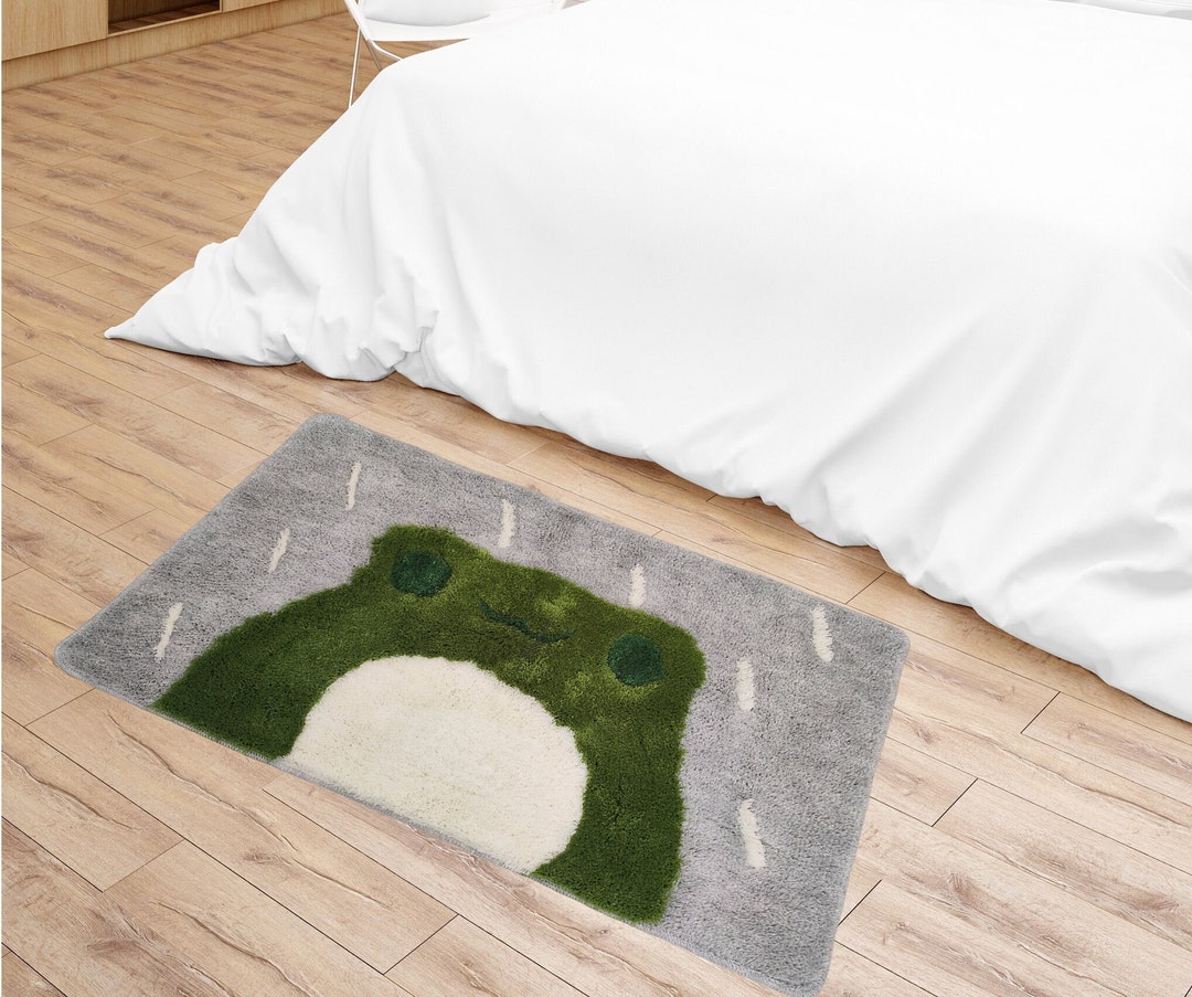 Kawaii Frog Rug, Cute Frog Decor, Green Rug, Funky Rug, Housewarming ...