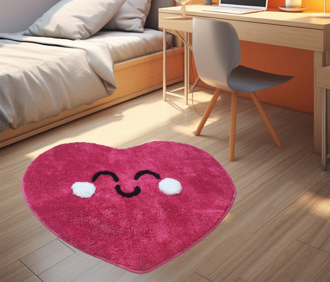 Tufted Heart Rug, Pink Heart Rug, Dorm Rug, Bedroom Rug, Gift for Her ...