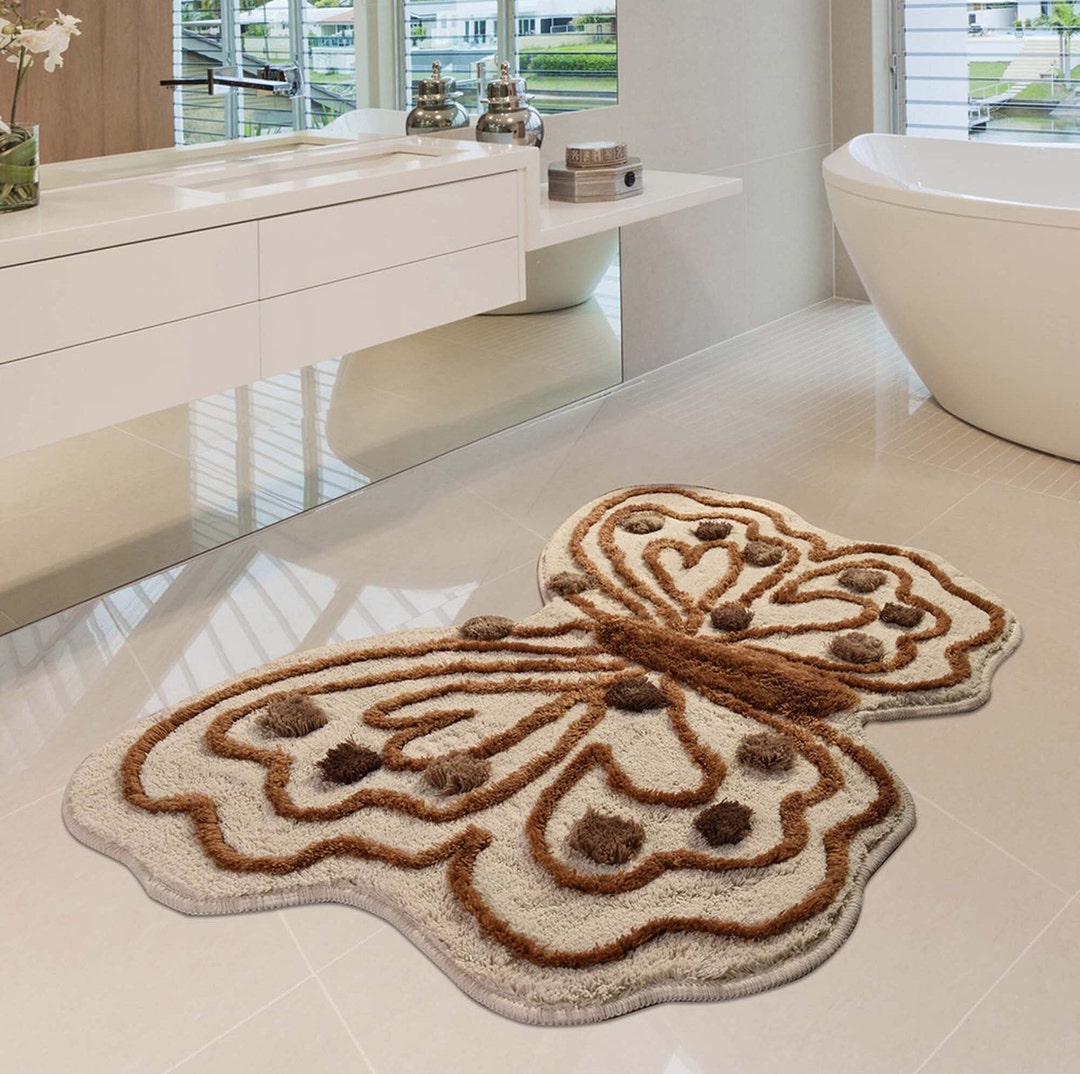 Butterfly Rug, Tufted Butterfly Rug, Cute Rug, Bath Rug, Gift for Her ...
