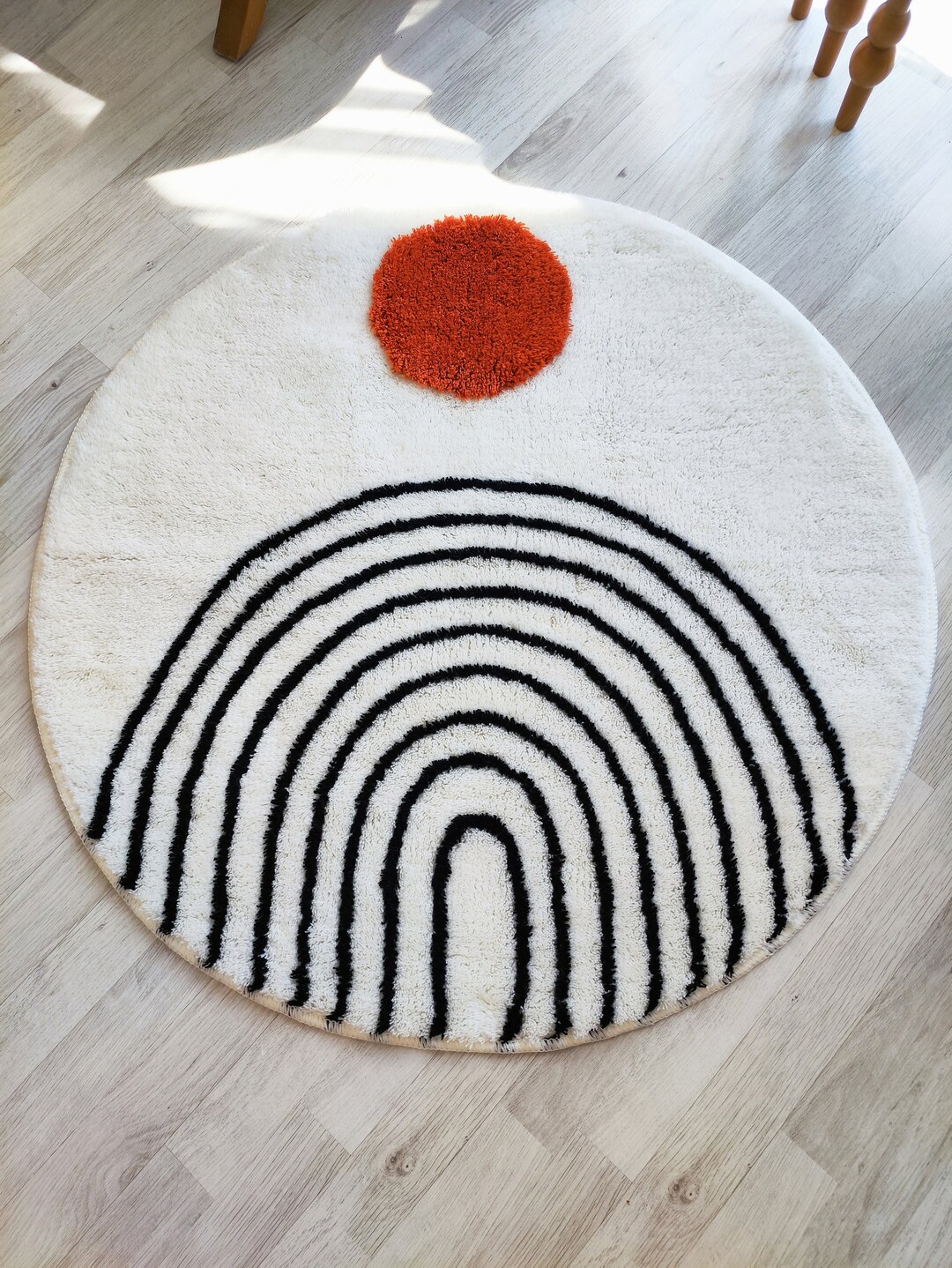 Minimalist Rug, Fluffy Abstract Rug, Tufted Boho Rug, Bath Rug, Round ...