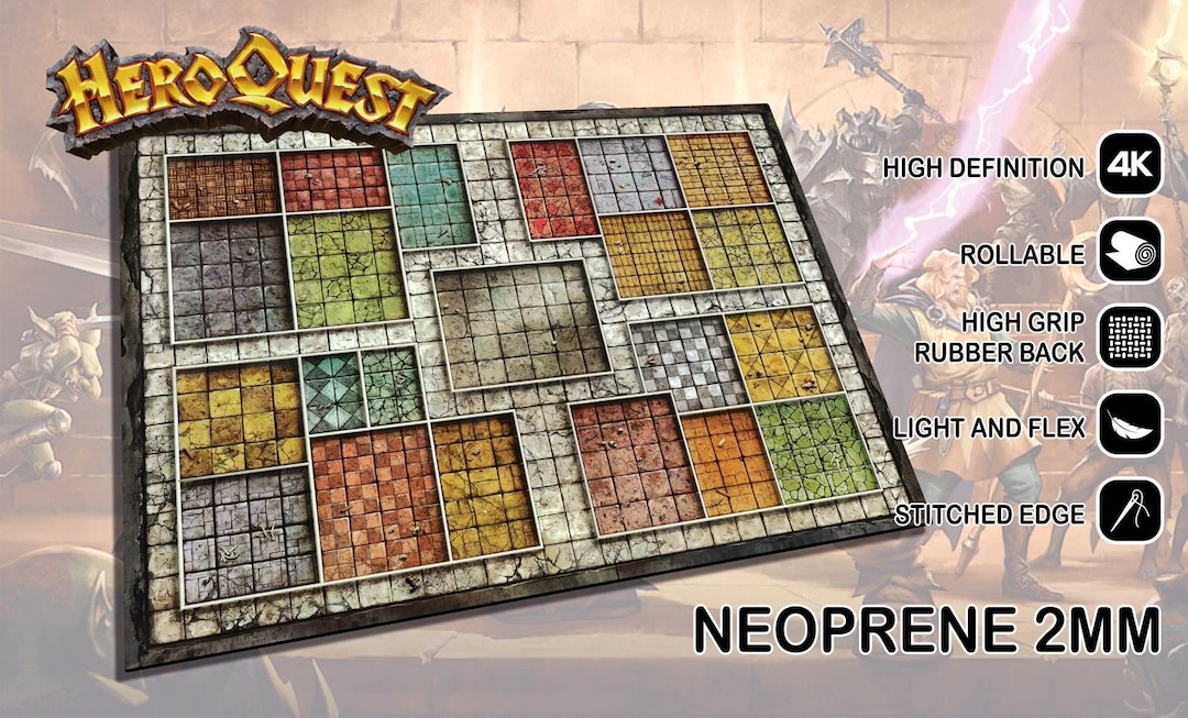 Classic Heroquest Playmat - Premium Quality Natural Neoprene Rubber ...