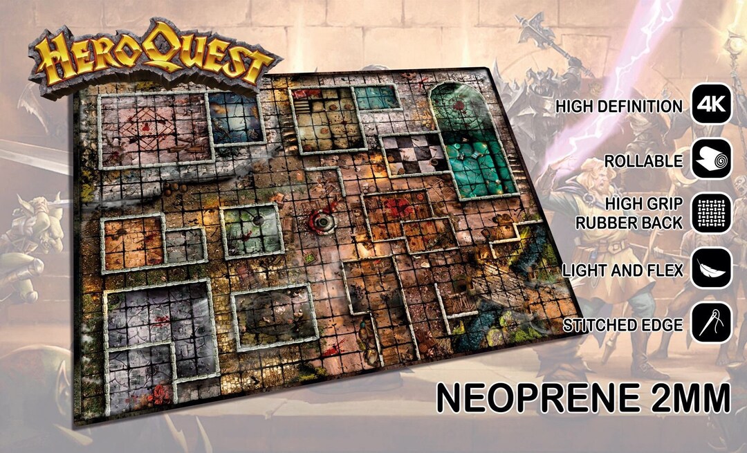 Heroquest City Play Mat - Premium Quality Neoprene Play Mat, Heroquest ...