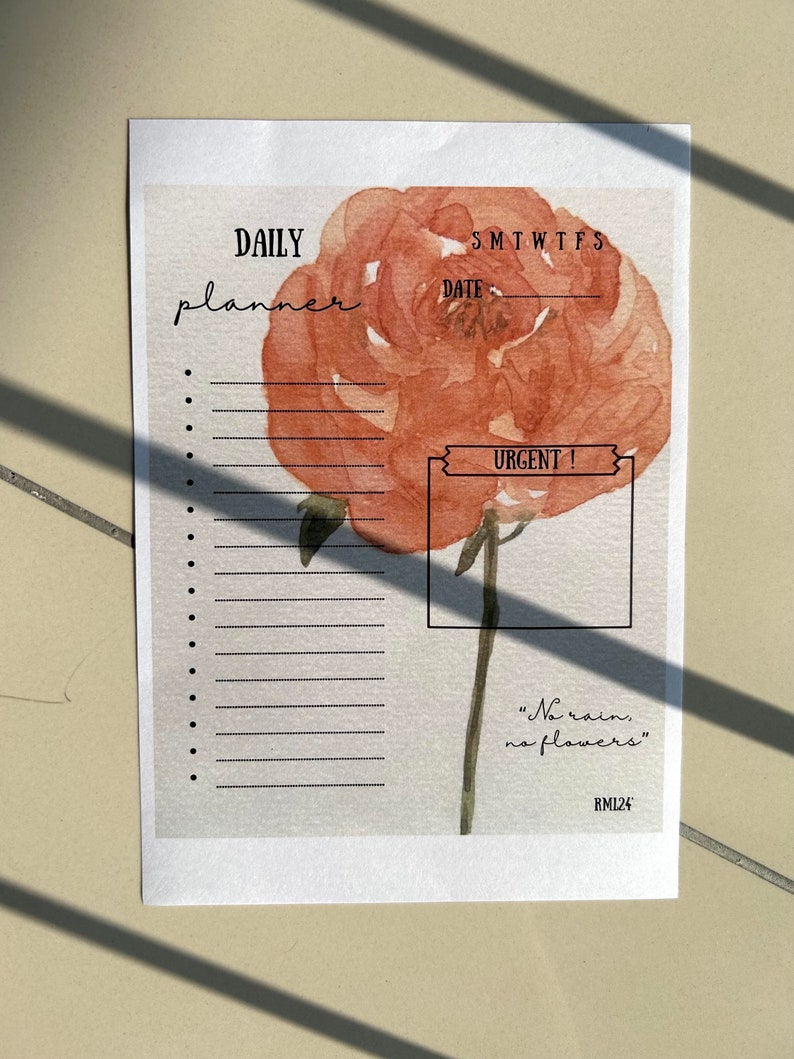 Printable Daily Planner Page Printable Floral Daily Planner Printable ...