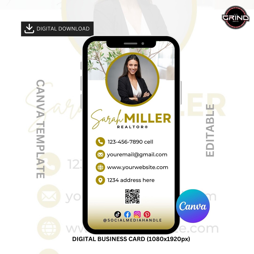 Realtor Digital Business Card: Editable Canva Template (1080x1920px) - Etsy