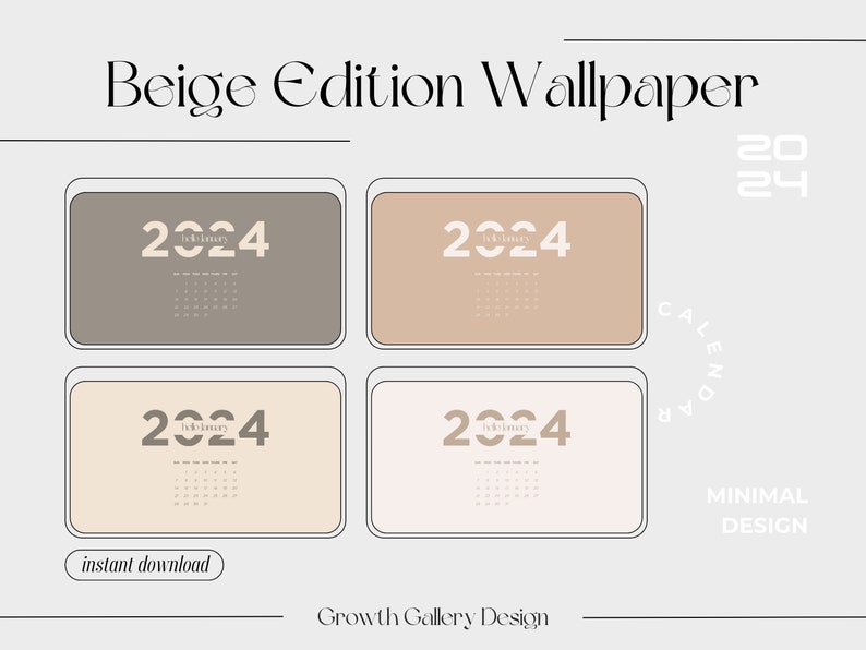 2024 Beige Calendar Desktop Wallpaper Minimalist Calendar Simple ...