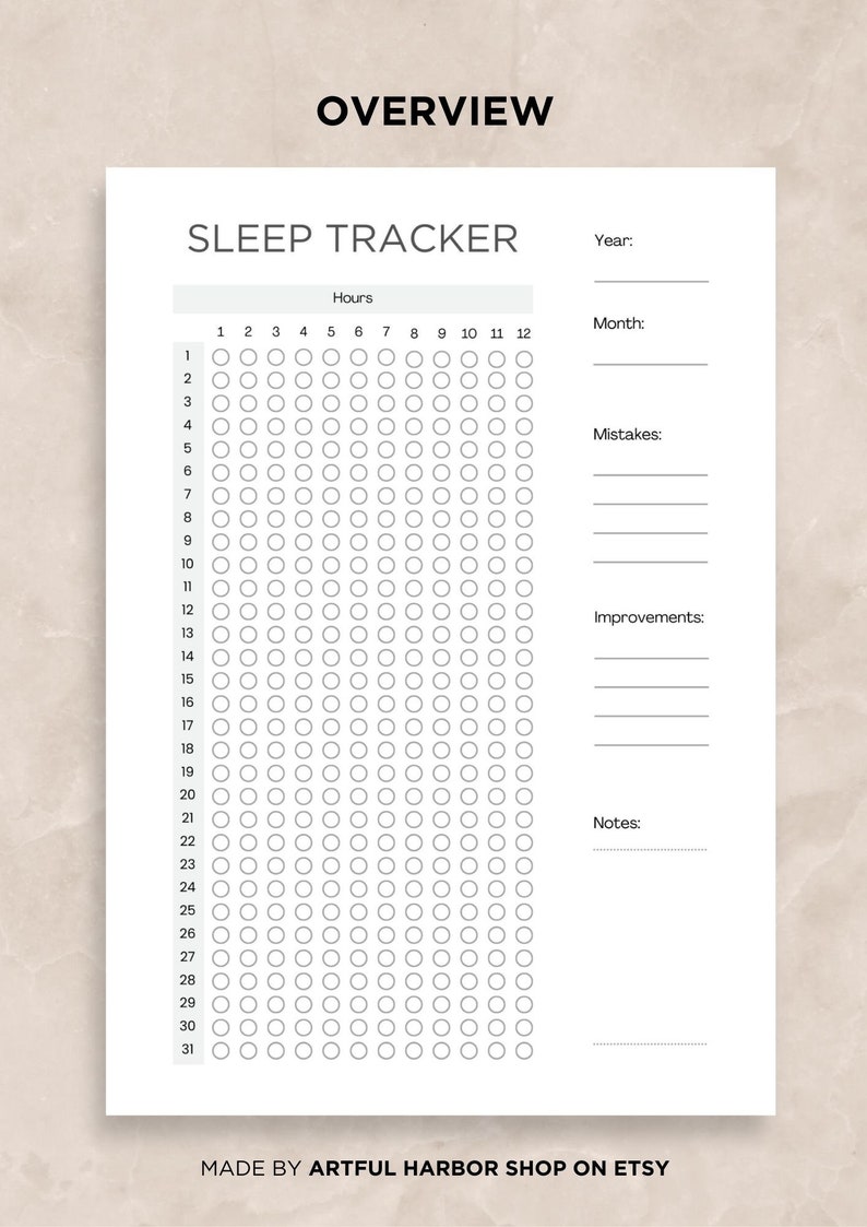 Simple Sleep Tracker Printable, Daily Sleep Journal, Quality Tracker ...