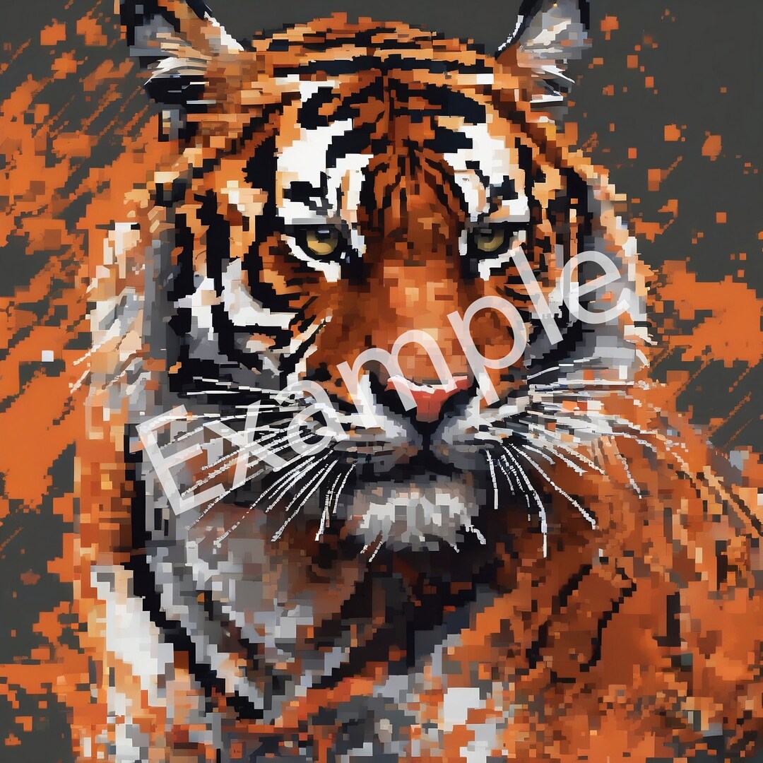 Roaring Majesty Pixel Art Tiger, 8-bit Artwork, Wall Decor, Retro ...