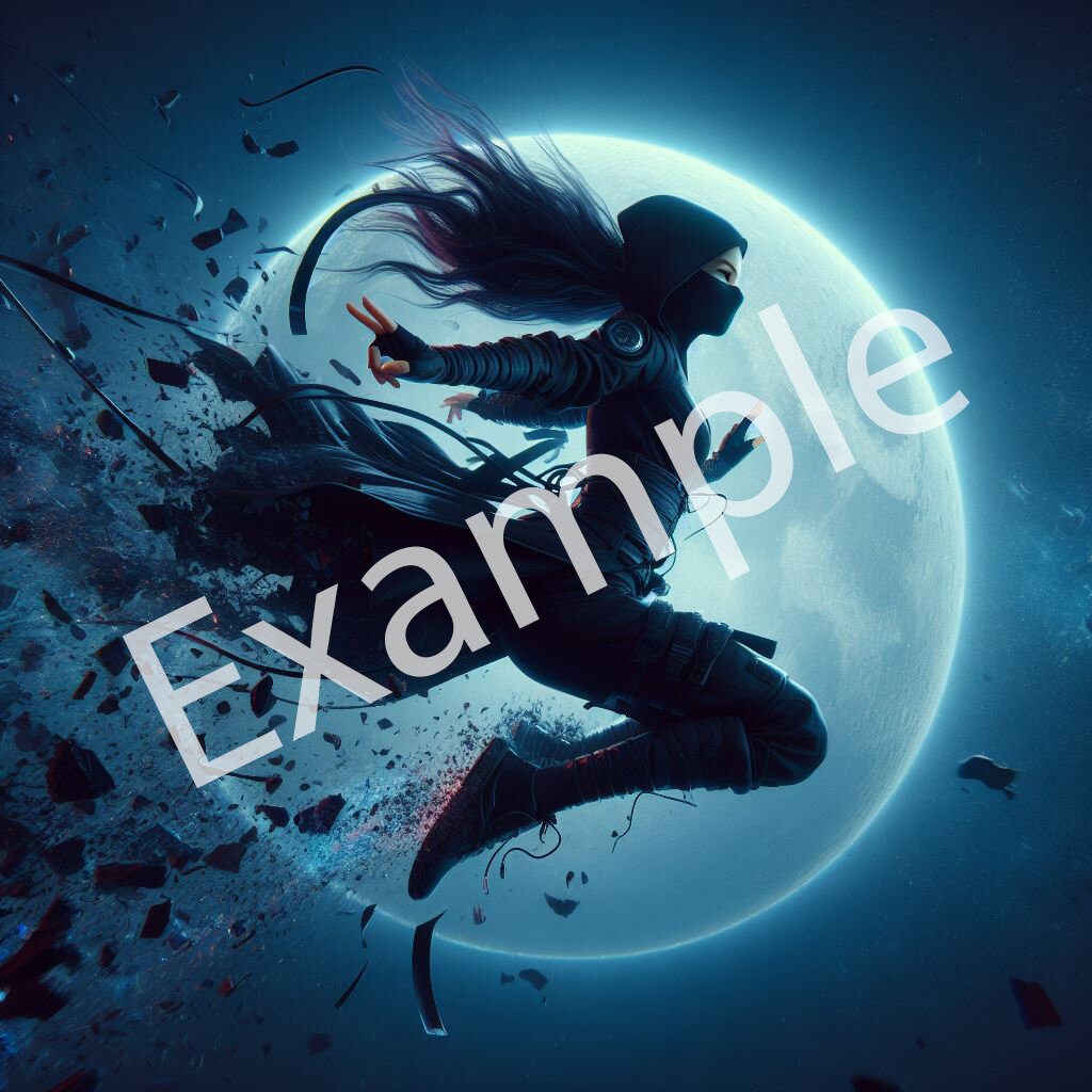 Moonlit Ninja Collection Set of 3 Digital Art Prints, Female Ninja ...