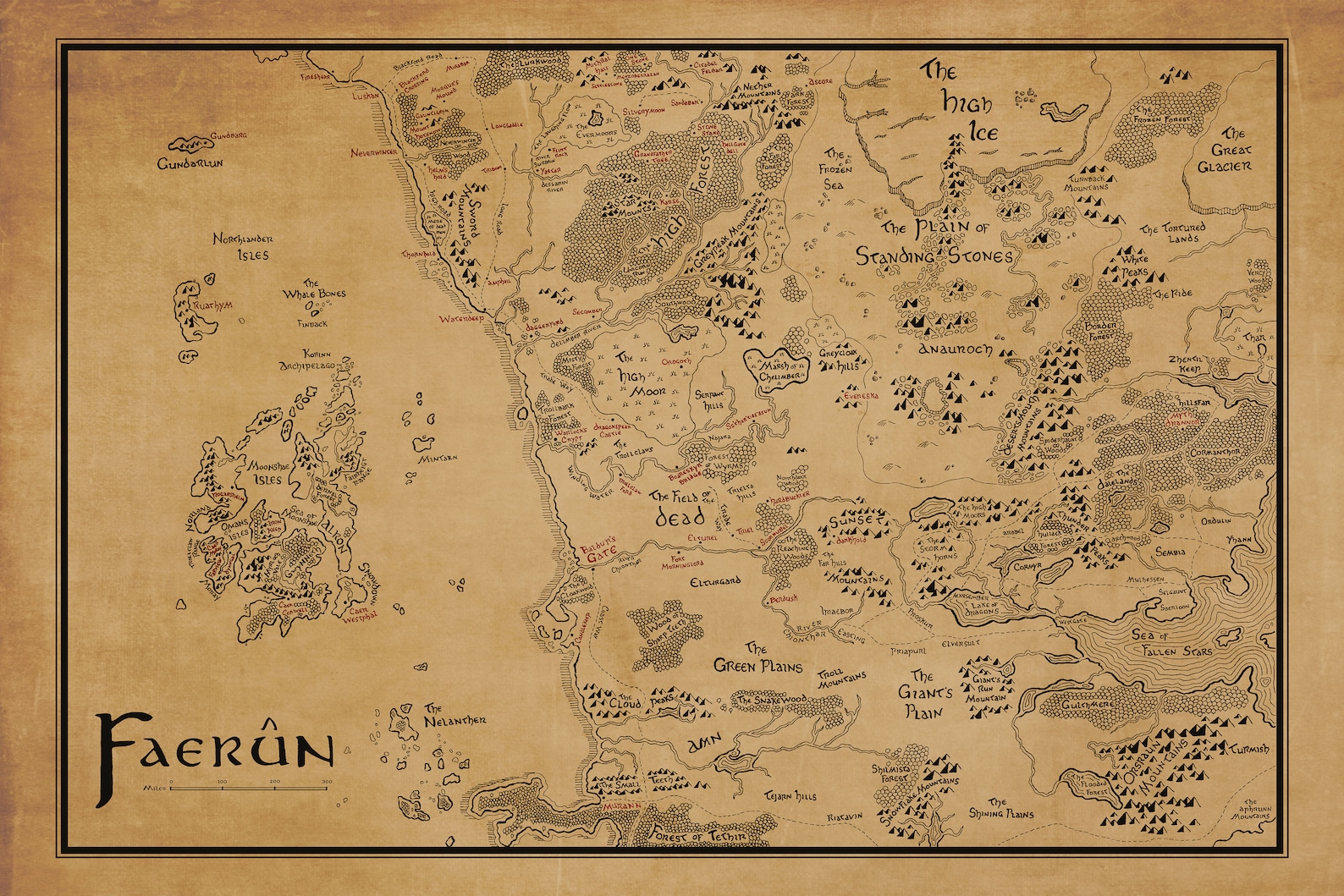 Tolkien Inspired Map of Faerun Canvas - Etsy