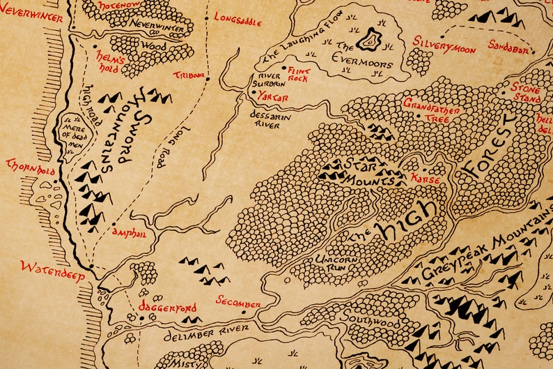 Tolkien Inspired Map of Faerun Canvas - Etsy
