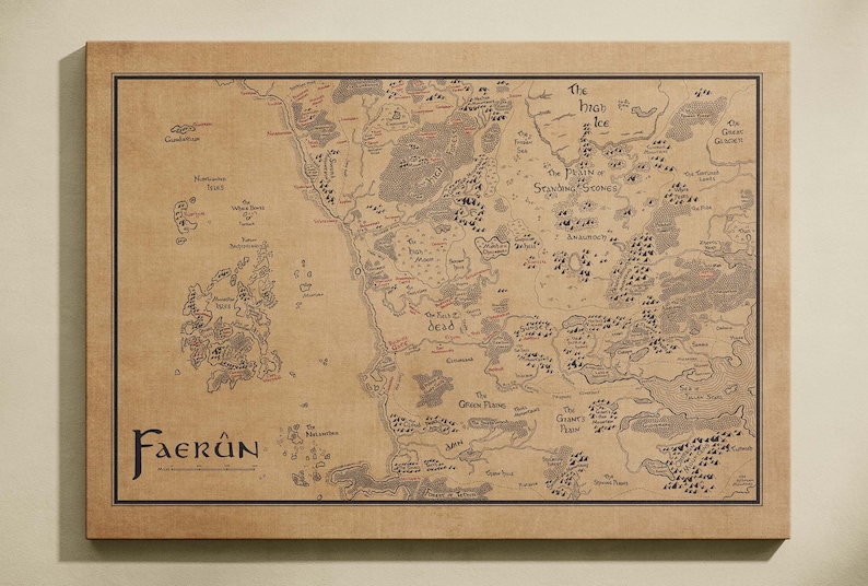 Tolkien Inspired Map of Faerun Canvas - Etsy
