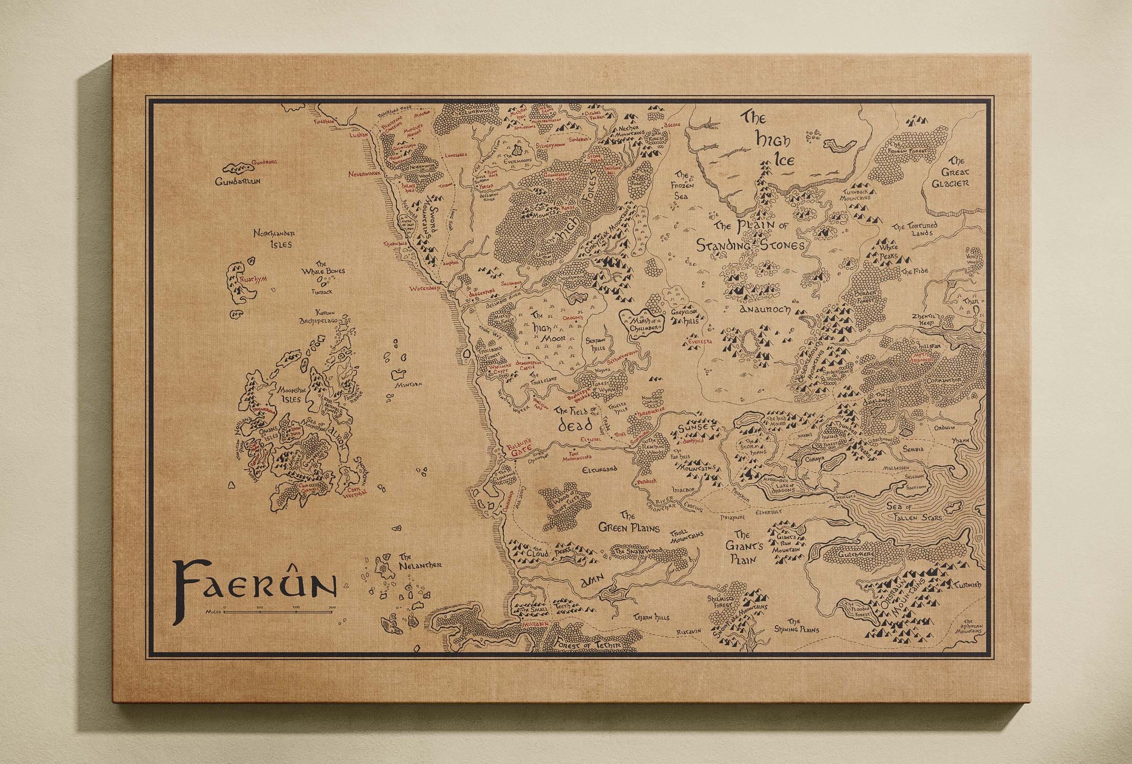 Tolkien Inspired Map of Faerun Canvas - Etsy