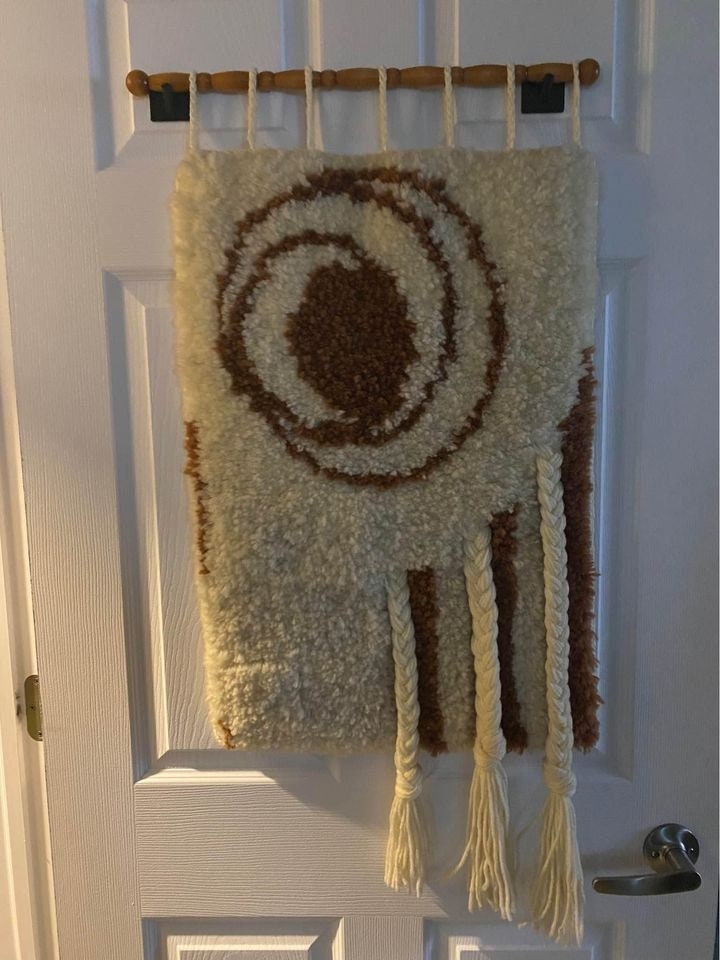 Vintage 70's MCM Woven Latch Hook Wall Art - Etsy