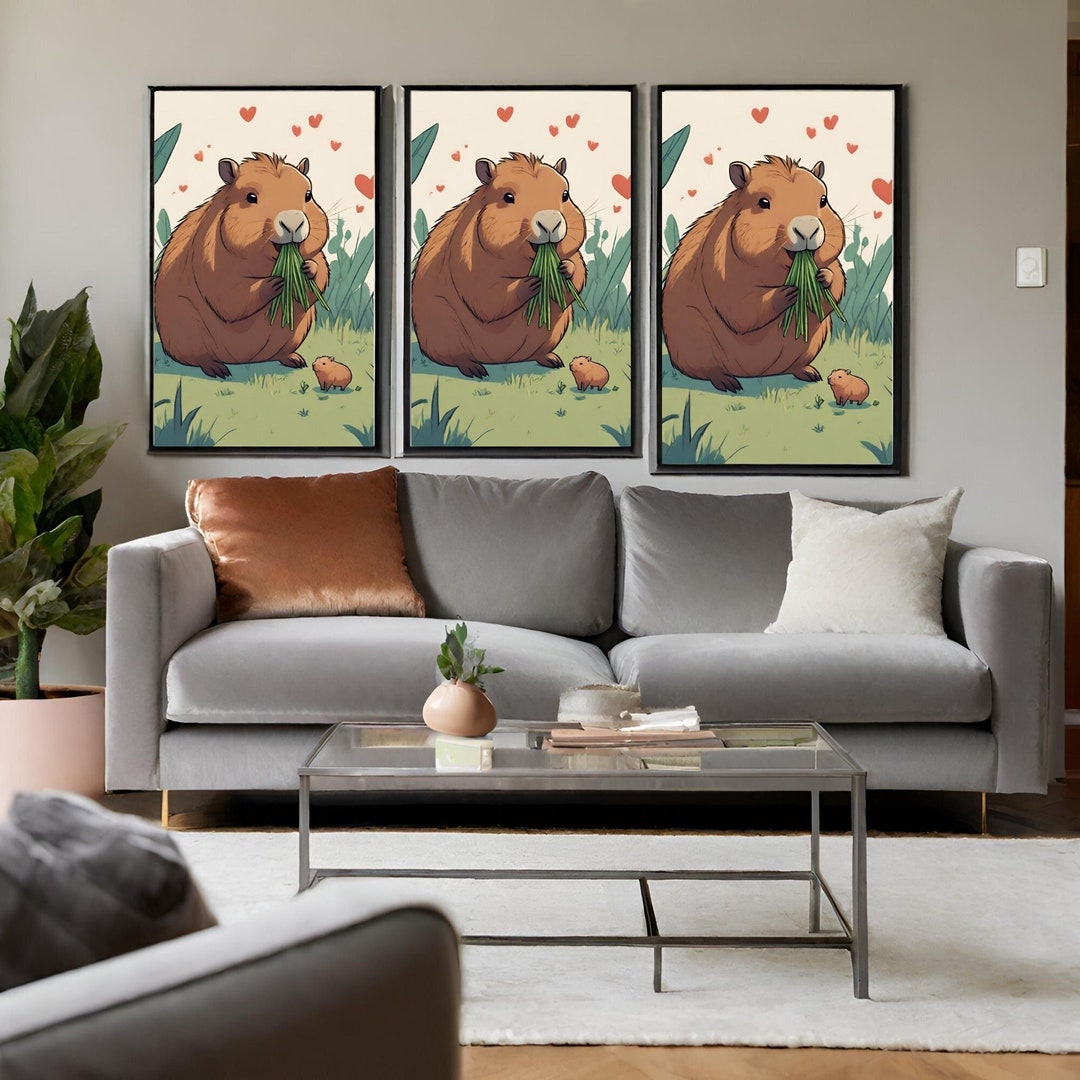 Valentine's Day Capybara in Meadow Capybara Art Print Capybara Wall Art ...