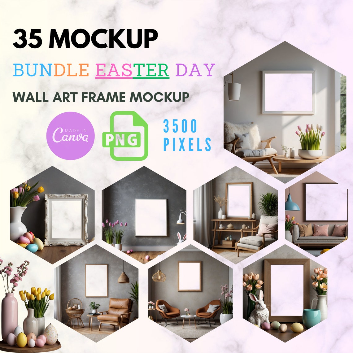 35 Wall Frame Easter Bunny Photo Frame Templates for Photoshop, Bunny ...