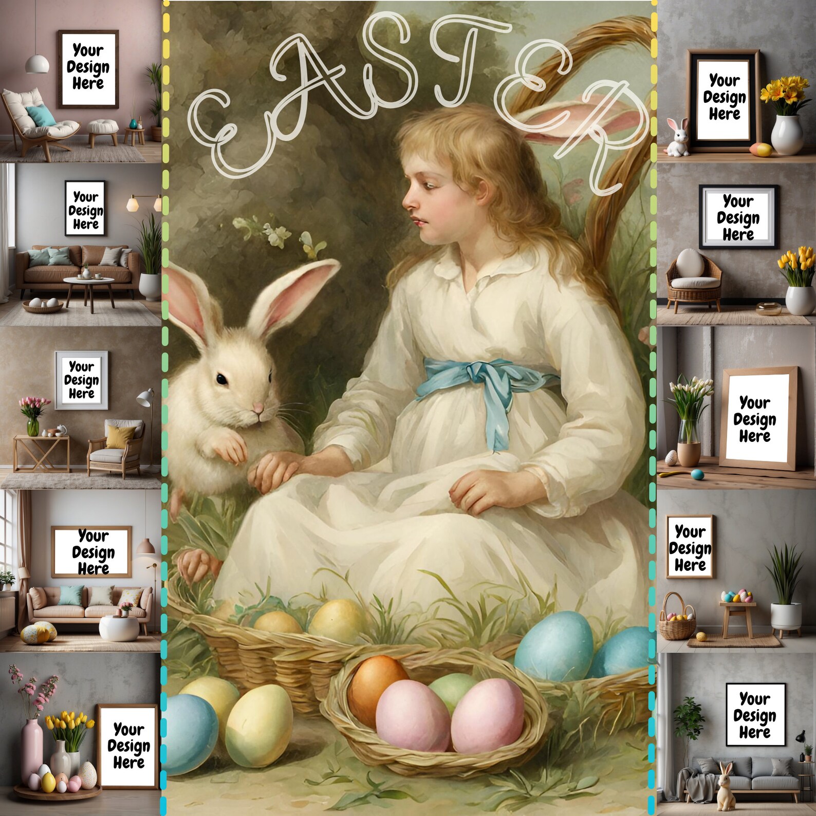 35 Wall Frame Easter Bunny Photo Frame Templates for Photoshop, Bunny ...