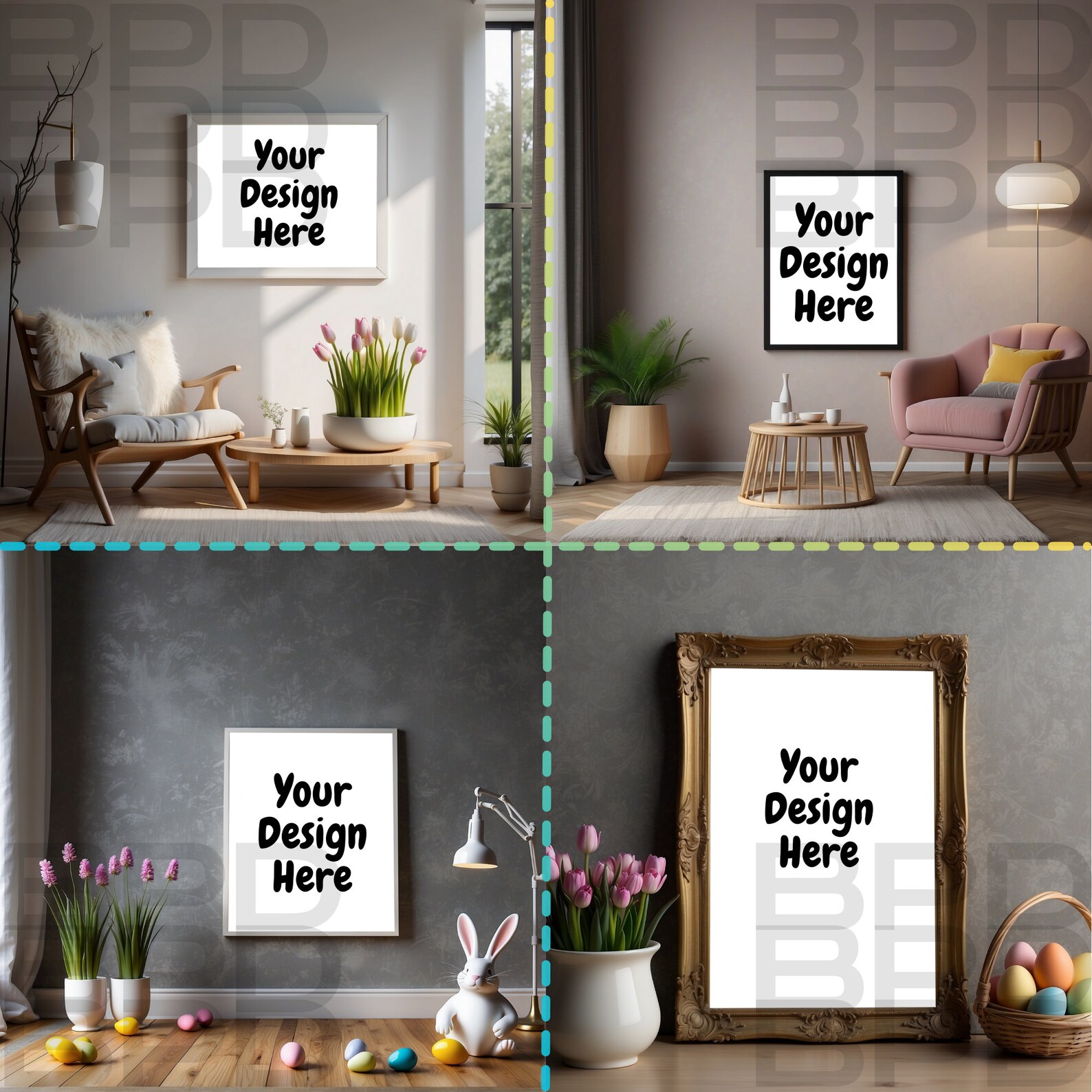 35 Wall Frame Easter Bunny Photo Frame Templates for Photoshop, Bunny ...