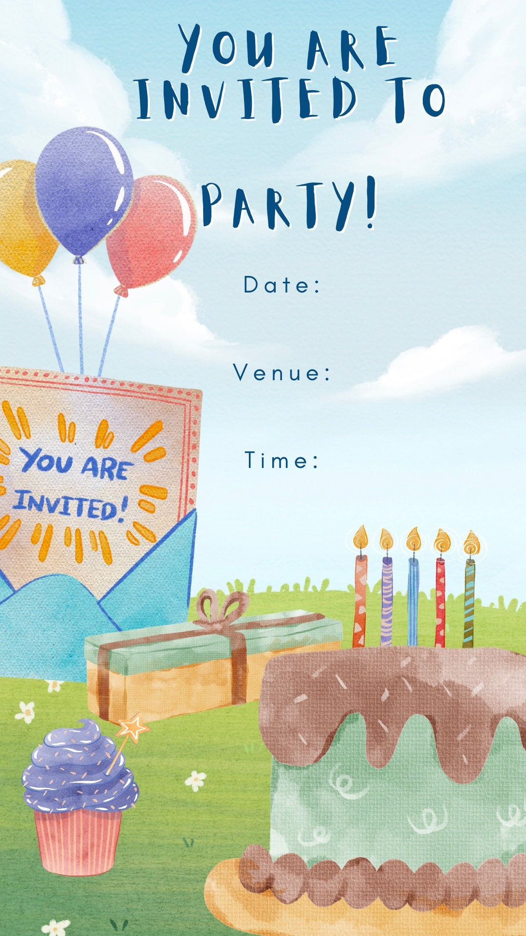 Girls Birthday Party Invitation - Printable Download - Etsy