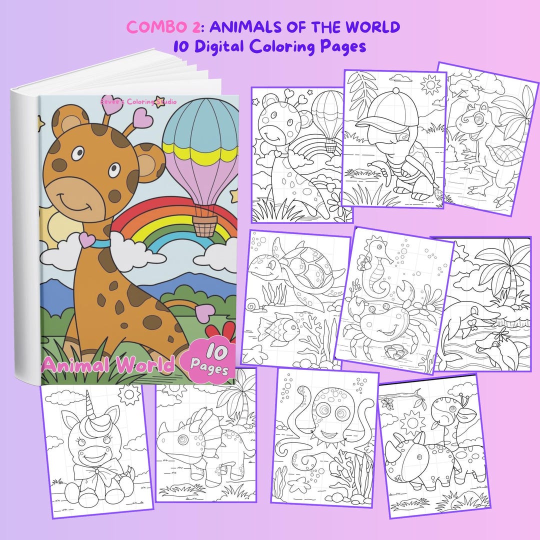 World Animals Coloring Pages – Printable Kids Activity (digital ...