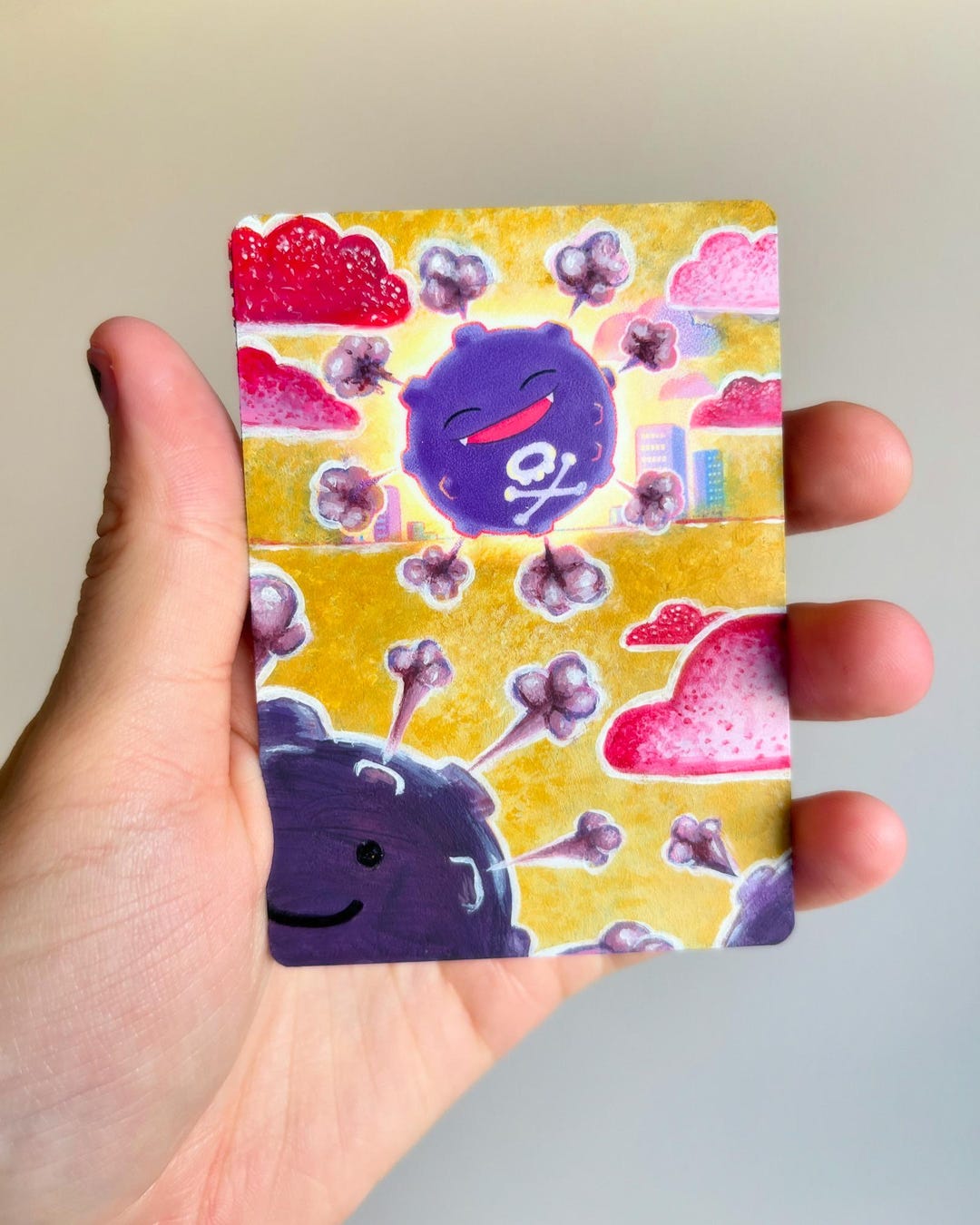 Hand Painted Pokemon Koffing Card, Custom Gift, Custom Pokemon Ditto ...