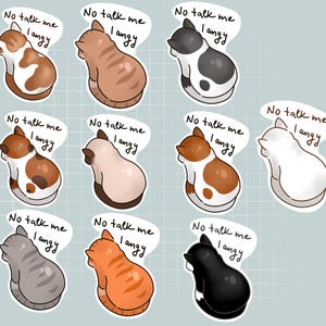 Angry Cat Vinyl Scrapbook Sticker, Cute Acessory, Gift Idea, Handmade ...