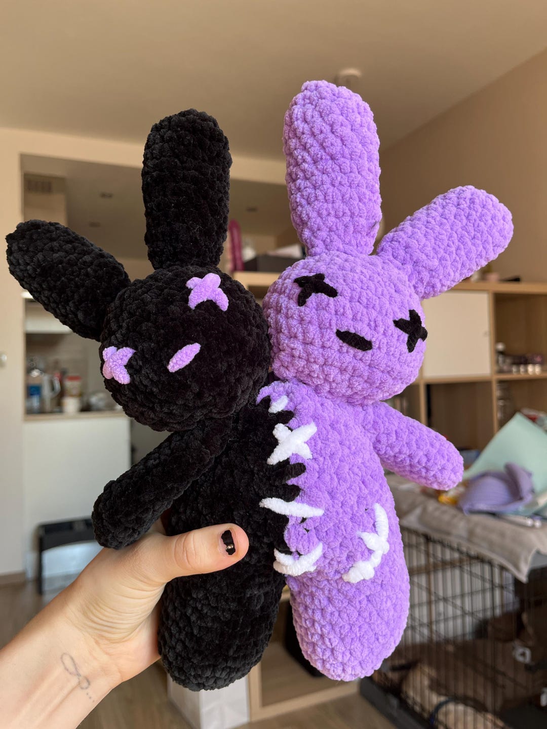 Ready to Ship Crochet Bunny Black, Year of the Rabbit, Creepy Goth ...