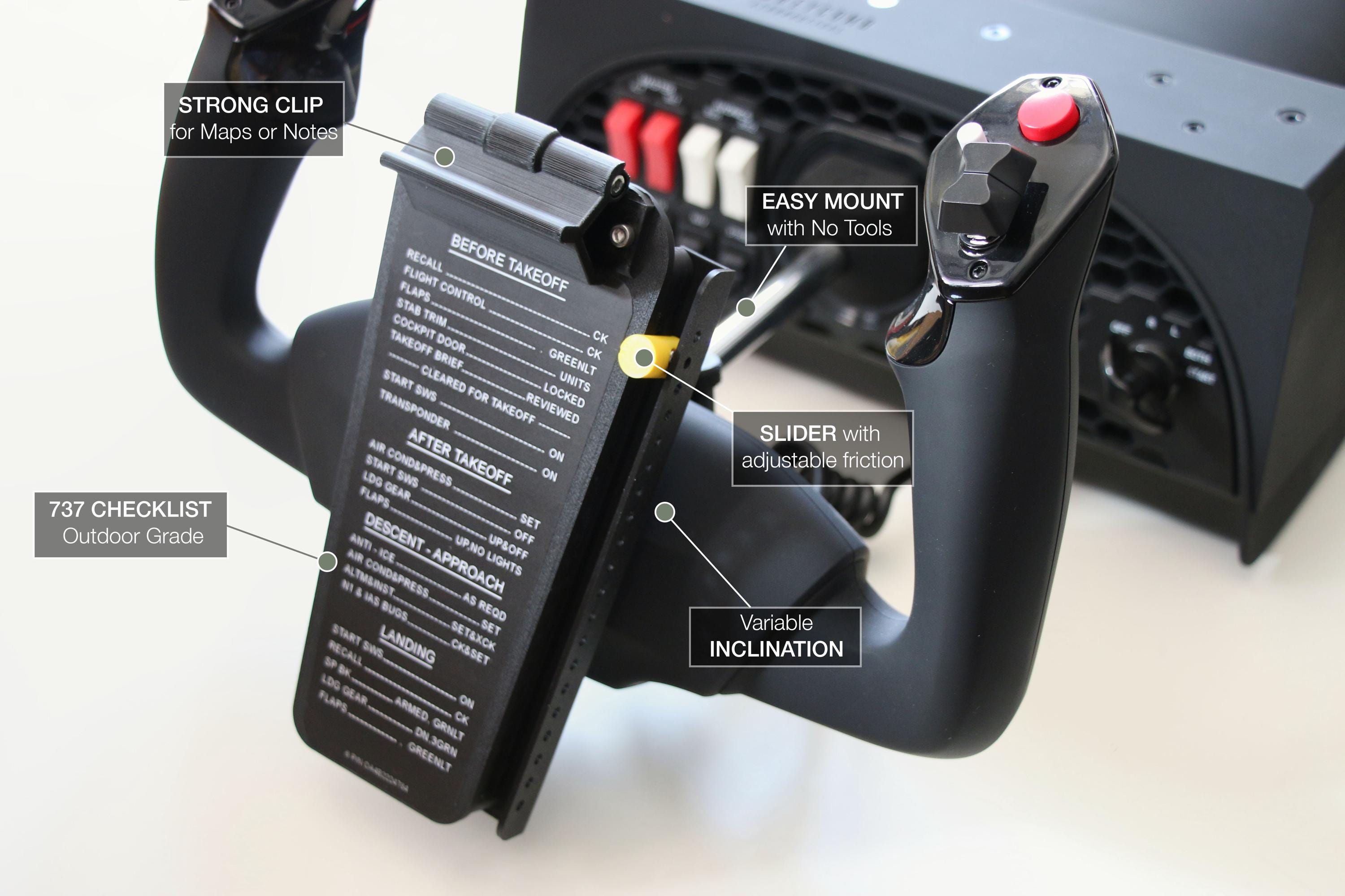737 Type Yoke Checklist and Map Holder for Honeycomb Aeronautical Yoke ...