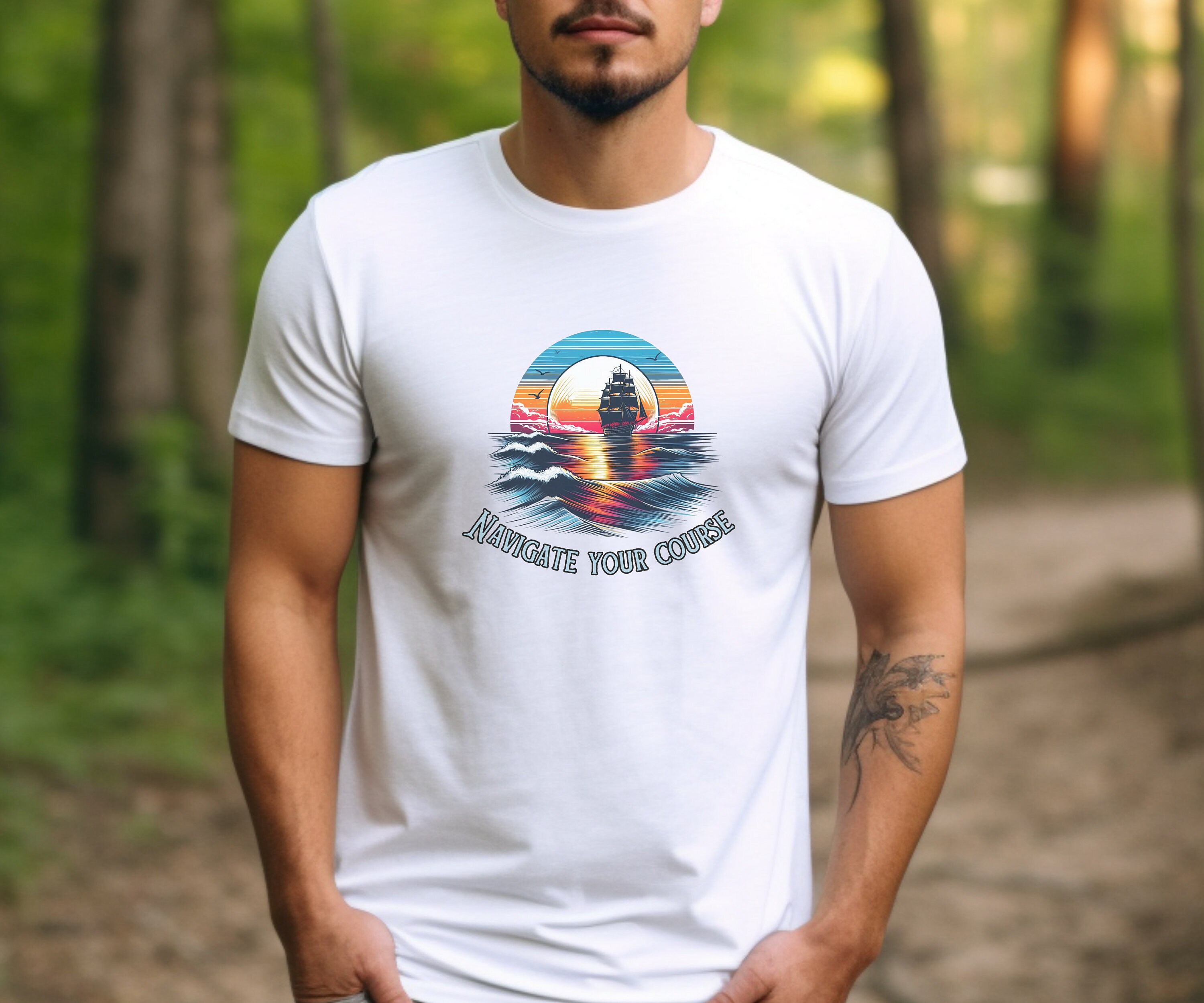 Sunset on the Sea T-shirt,navigate Your Way Shirt,sun Shirt,retro Shirt ...