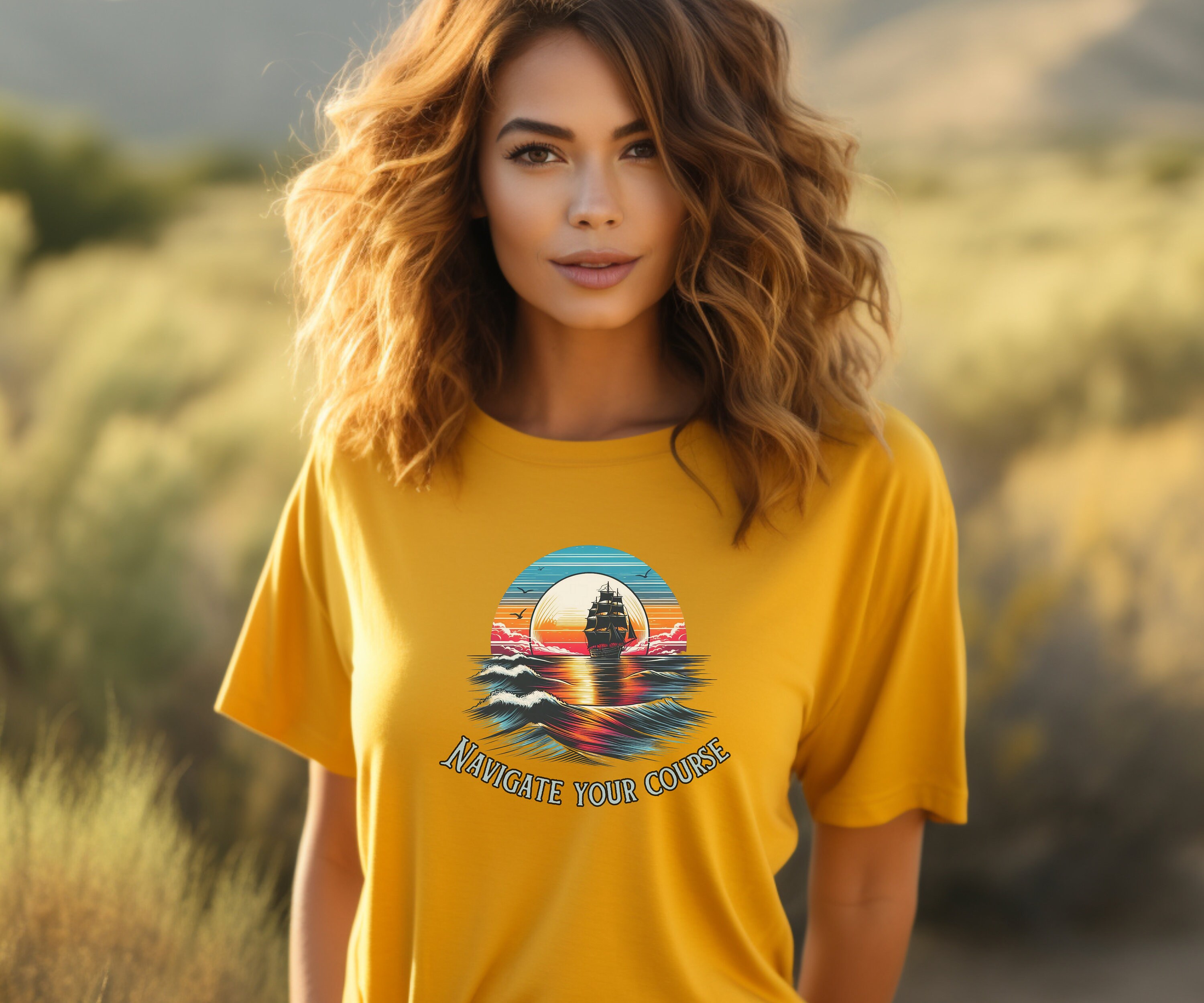 Sunset on the Sea T-shirt,navigate Your Way Shirt,sun Shirt,retro Shirt ...