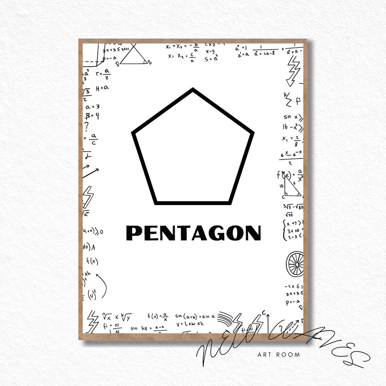 Pentagon Nursery Wall Art, Geometric Shapes Print, Mathematics for Kids ...