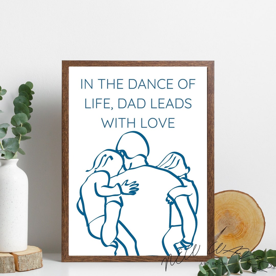 Father Hugging Children Wall Art for Minimalist Nursery, Dad and Kids ...