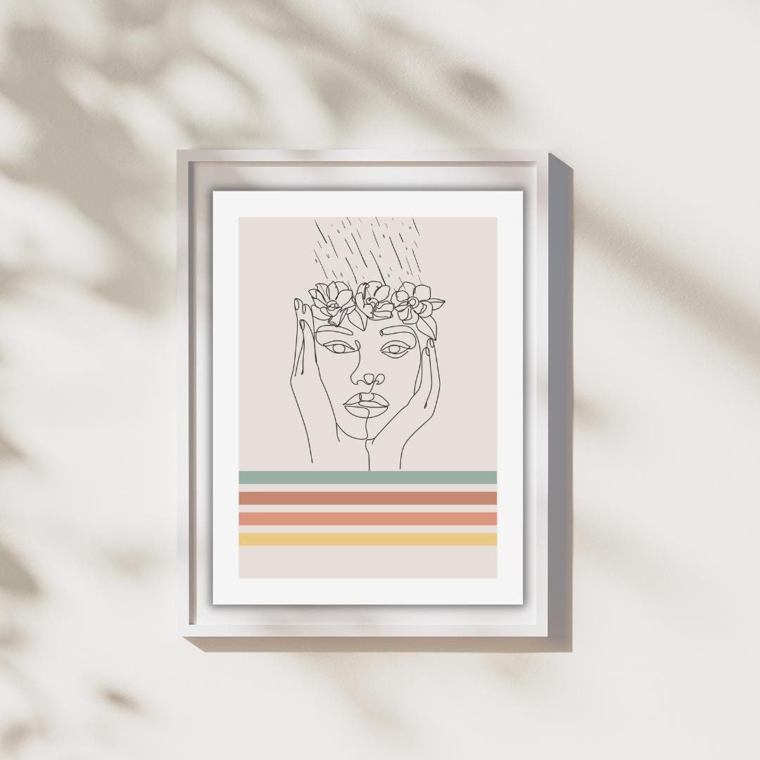 Print Minimal contour Iv Modern Decor Feminine Contour Line Art - Etsy