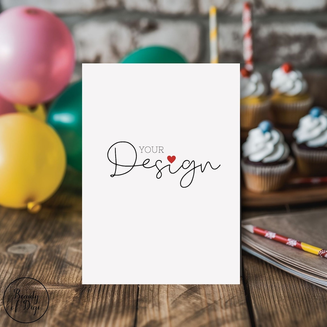 5x7 Birthday Card Mockup: Party Invitation Template (JPG File) - Etsy