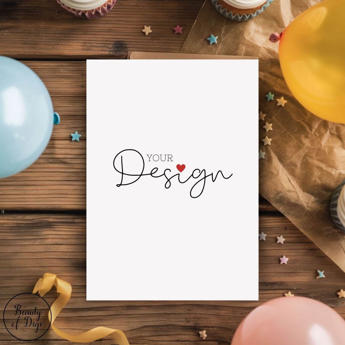 5x7 Birthday Card Mockup: Party Invitation Flat Lay (JPG File) - Etsy