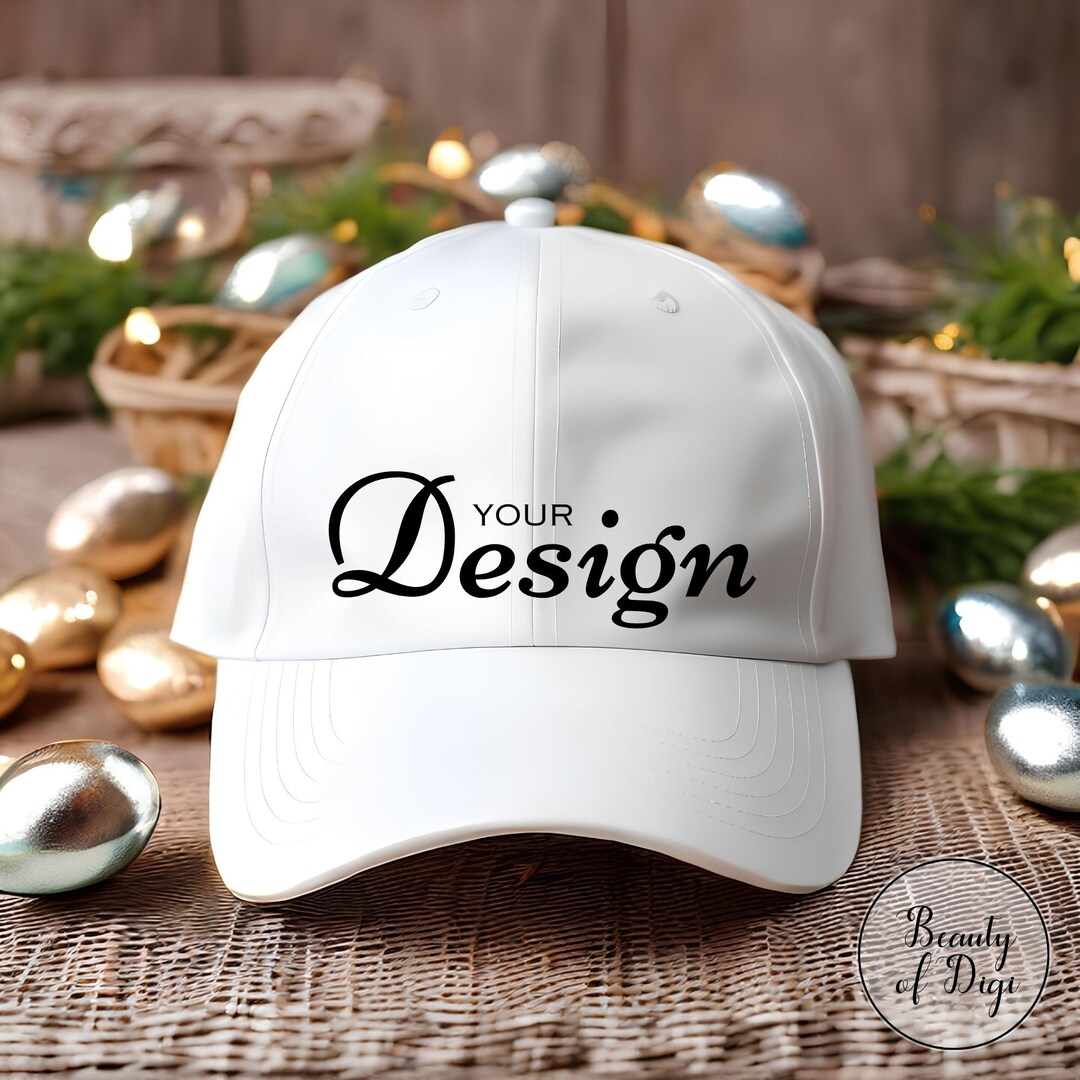 White Baseball Hat Mockup, White Color Hat Mockup, Front Design, Easter ...