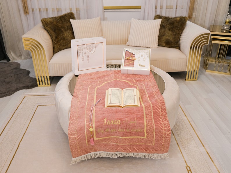Personalized Luxury Prayer Mat Quran Tasbih Gift Set Ramadan Eid Hajj ...