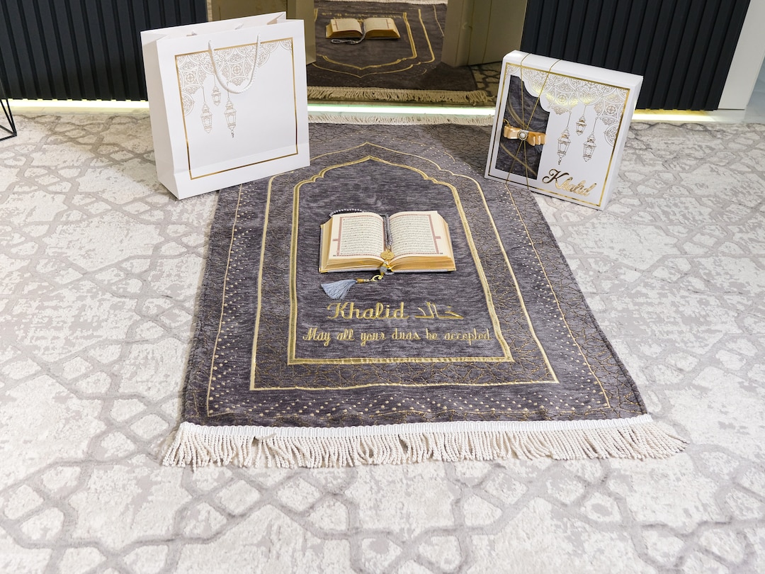 Personalized Luxury Prayer Mat Quran Tasbih Gift Set Ramadan Eid Hajj ...