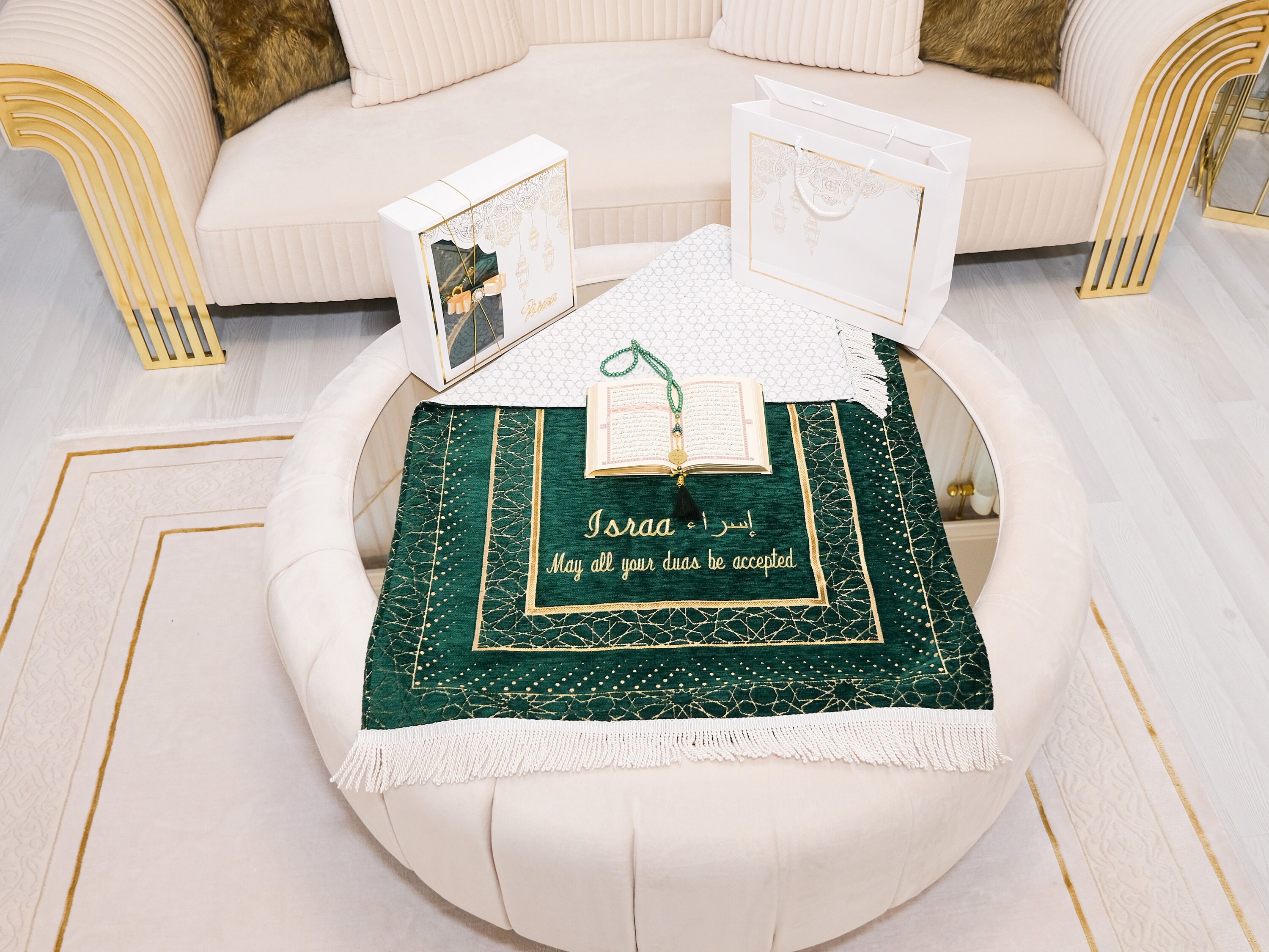 Personalized Luxury Prayer Mat Quran Tasbih Gift Set Ramadan Eid Hajj ...