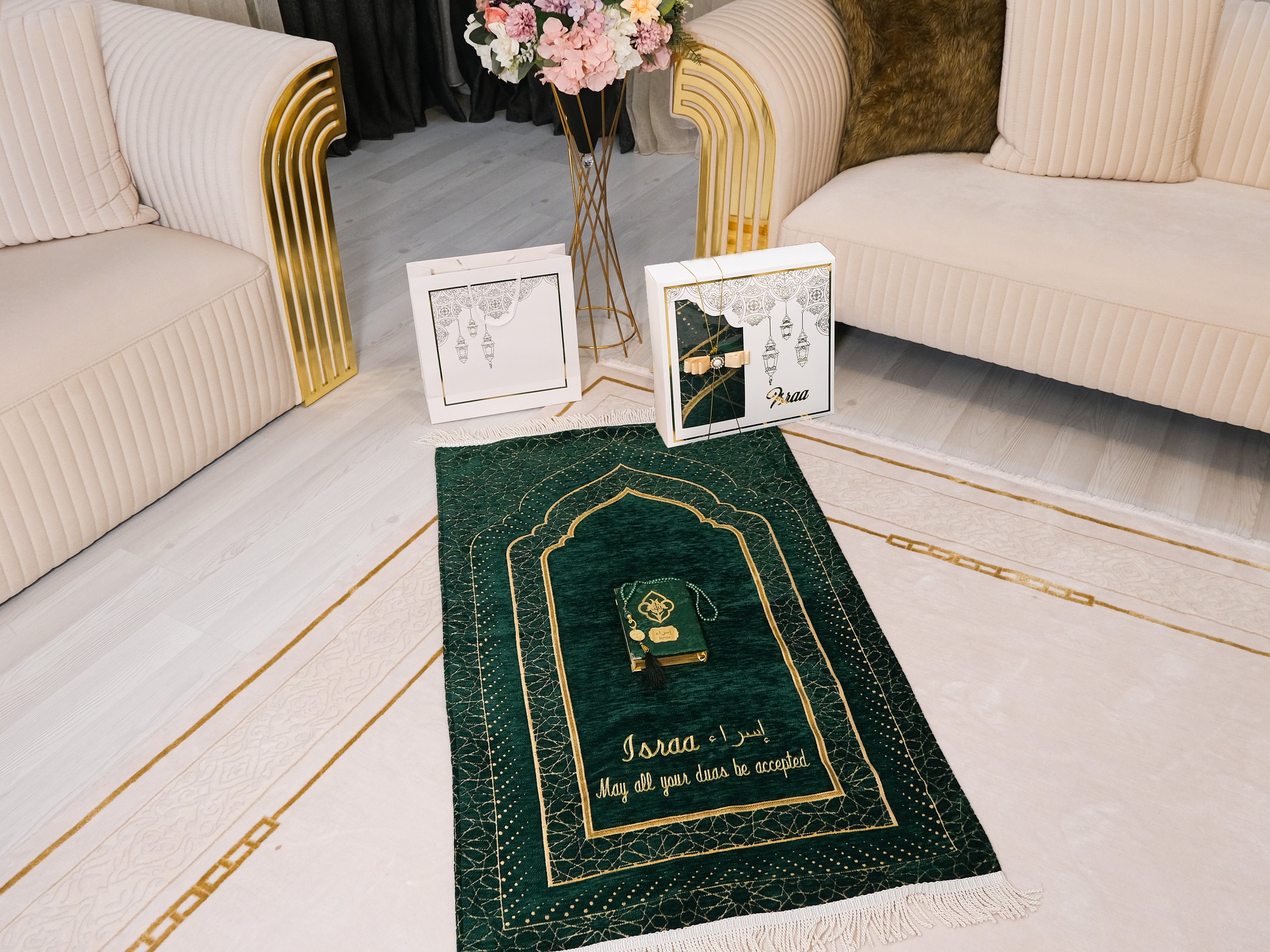 Personalized Luxury Prayer Mat Quran Tasbih Gift Set Ramadan Eid Hajj ...