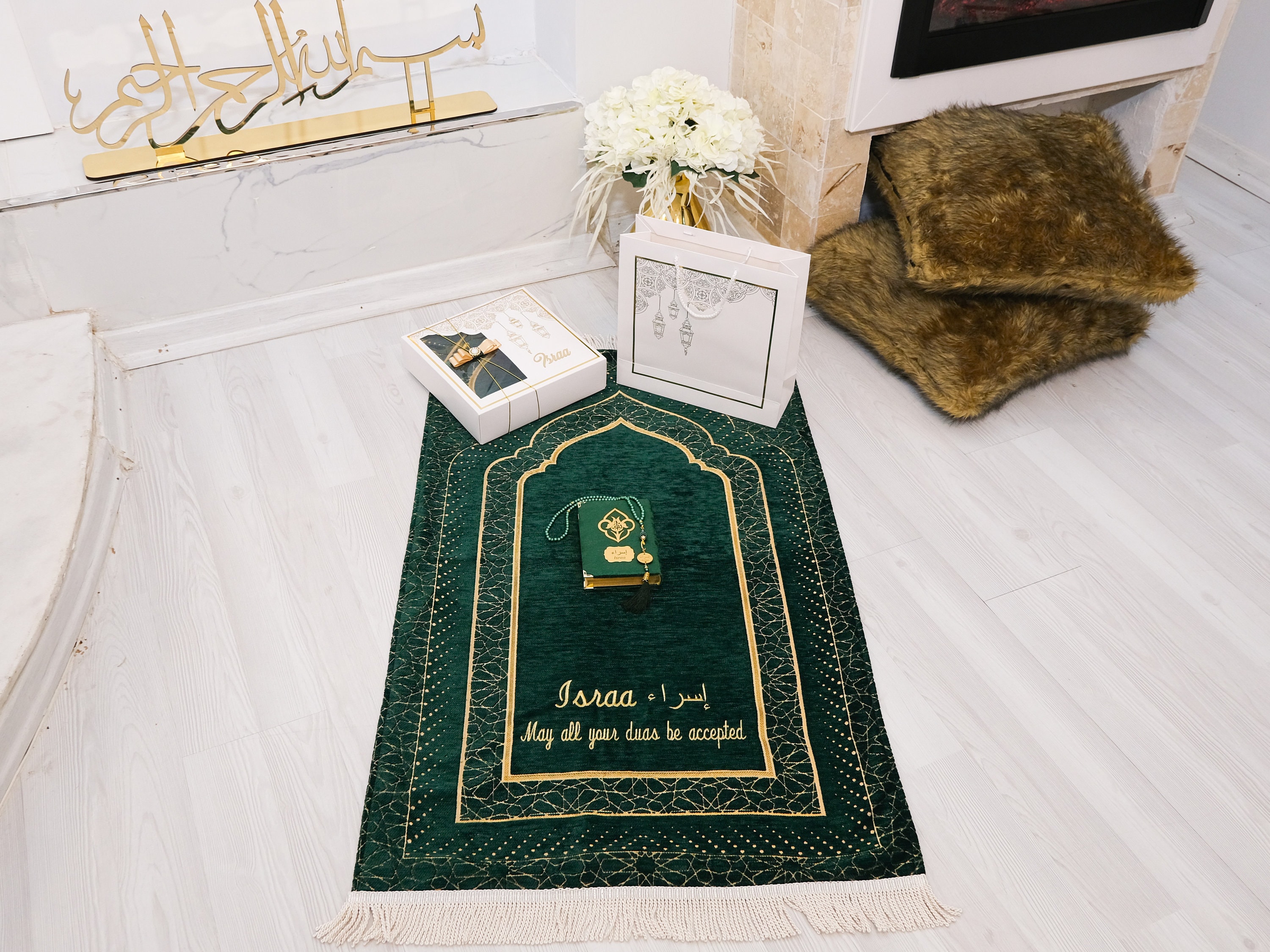 Personalized Luxury Prayer Mat Quran Tasbih Gift Set Ramadan Eid Hajj ...
